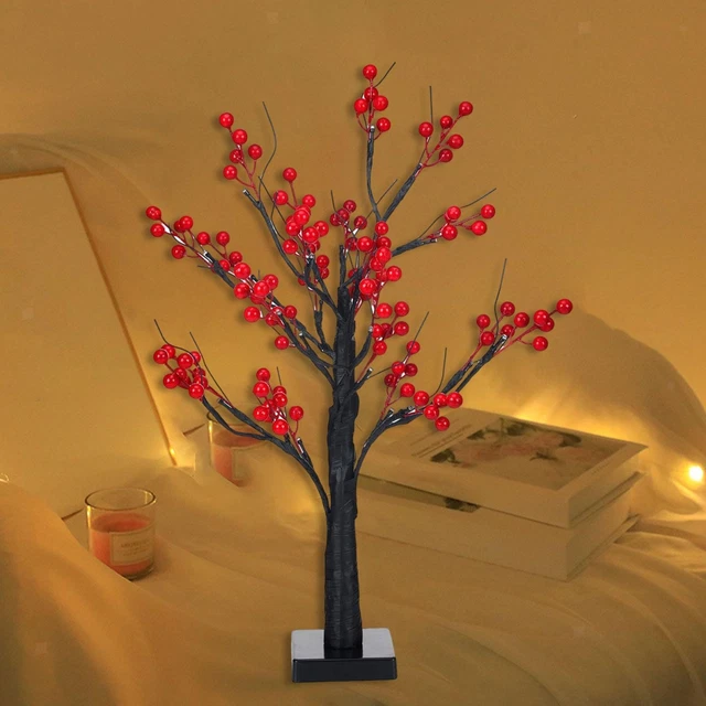 LIGHT UP ARTIFICIAL Red Berry Tree Dining Room Chinese New Year ...