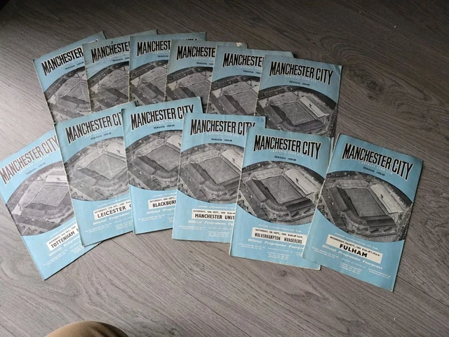 MANCHESTER CITY 1959/1960 x 12 football programmes,great city ...