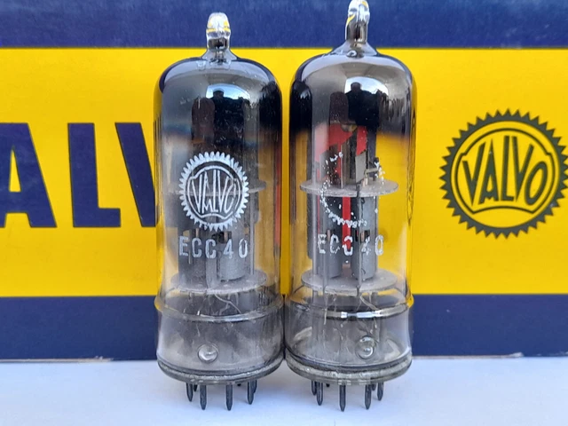 2X ECC40 VALVO tubes - LCC - DISC getter / COIN base - ECC 40 - 1952 / ...