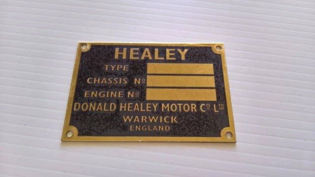 CHASSIS PLATE BRASS HEALEY austin sprite donald blank id badge emblem ...