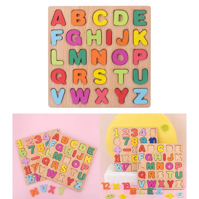 WOODEN ALPHABET JIGSAW Puzzle ABC Letters Board Montessori Jigsaw ...