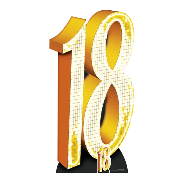 DORÉ NUMÉRO 18 Carton Découpe Grand Anniversaire Party Âge Prop ...