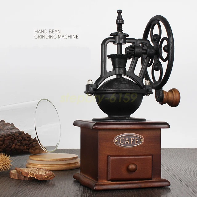 VINTAGE MANUAL COFFEE Grinder Wheel Design Coffee Bean Hand Mill ...
