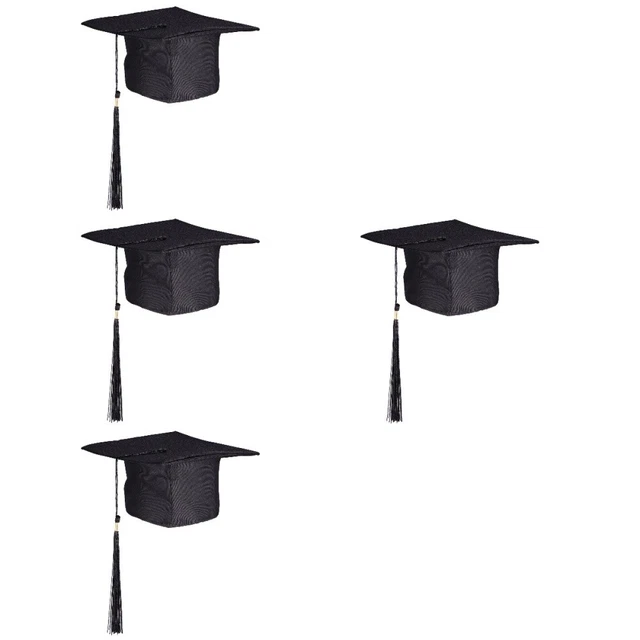 SET OF 4 Bulk Hats Graduation Cap and Gown Black Student Men Women £20. ...