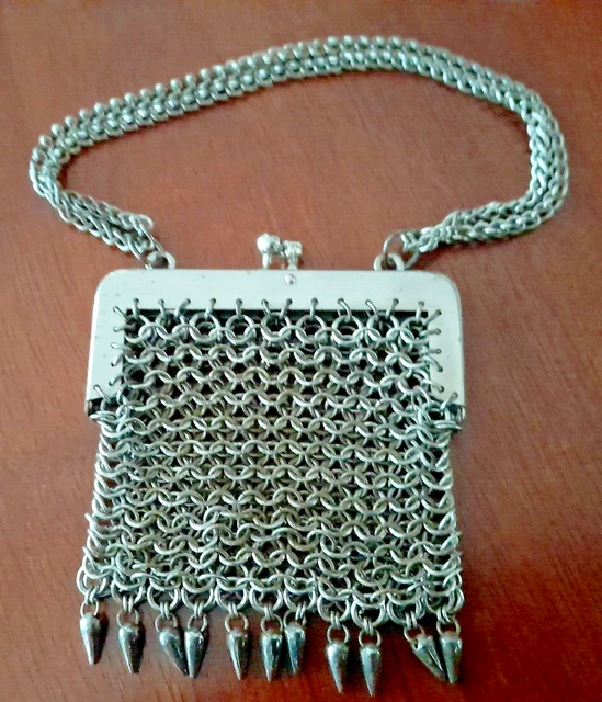 ANTIQUE SMALL Chain Mail Link Mesh Coin Purse Victorian Gothic £74.78 ...