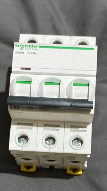 SCHNEIDER MCB C63 Amp Acti9 iC60H Type C 63A Triple Pole 3 Phase A9F54363 £21.00 - PicClick UK