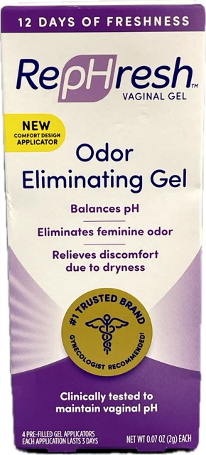 REPHRESH ODOR ELIMINATING Vaginal Gel (0.07oz) 4ct NEW IN BOX Expires ...