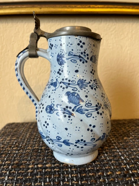 ANCIEN PICHET EN faïence pichet oiseau pichet 18ème avec couvercle en ...
