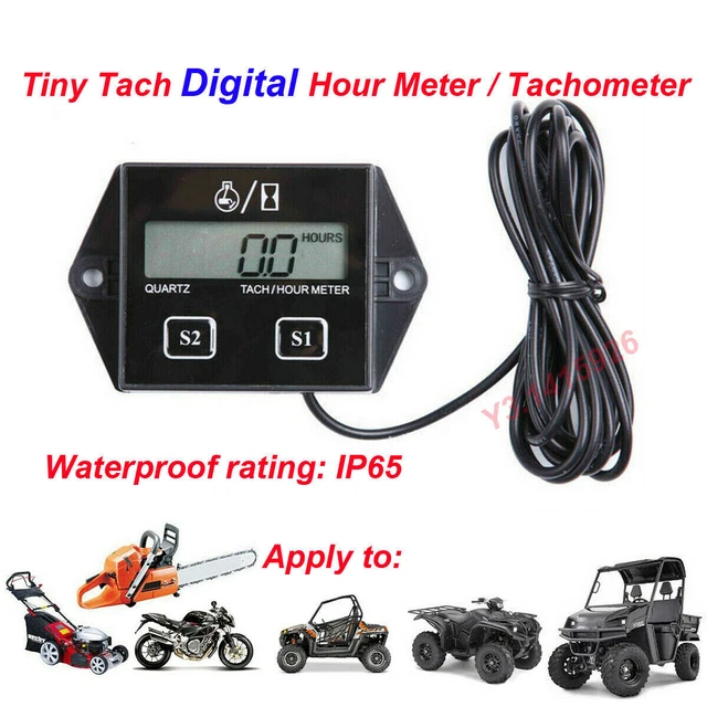 TINY TACH DIGITAL Hour Meter / Tachometer for Marine Spark Mower Engine ...