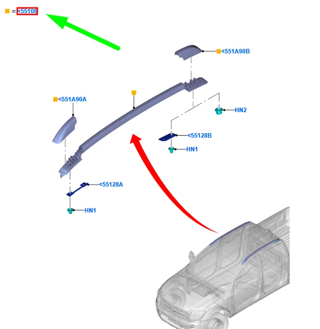 FORD RANGER T6 MK1 Left Roof Rack Cross Rail 2052885 NEW GENUINE £566. ...