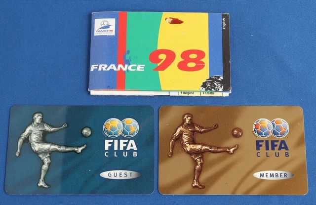 SOCCER: FOOTBALL FIFA Club Member & Guest cards & France 1998 fixtures ...
