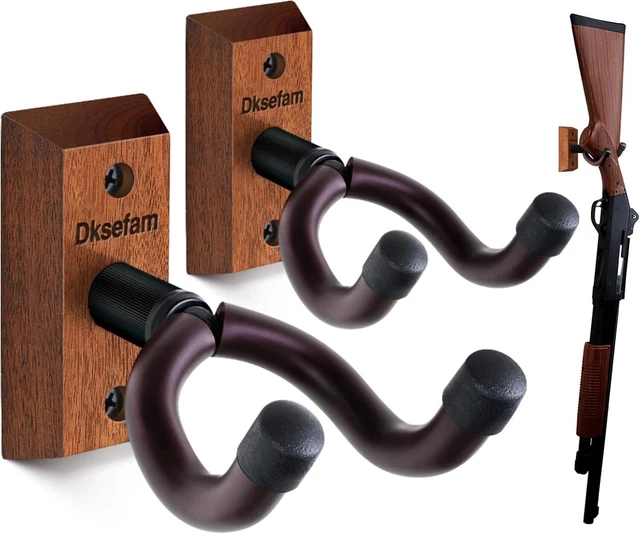 RIFLE GUN RACK Wall Mount Horizontal Display Hardwood Hanger Home Room ...