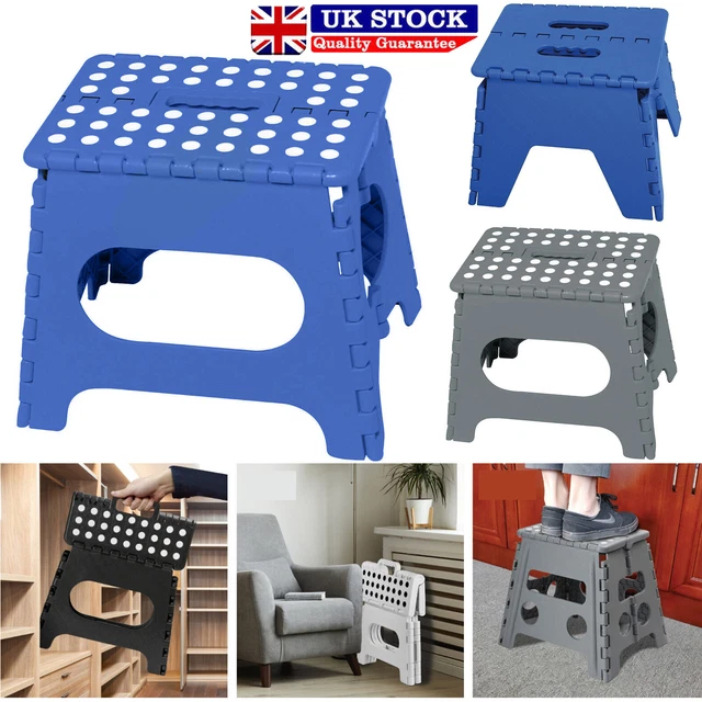 FOLDING STEP STOOL Plastic Heavy Duty Multi Purpose Easy Foldable Home ...