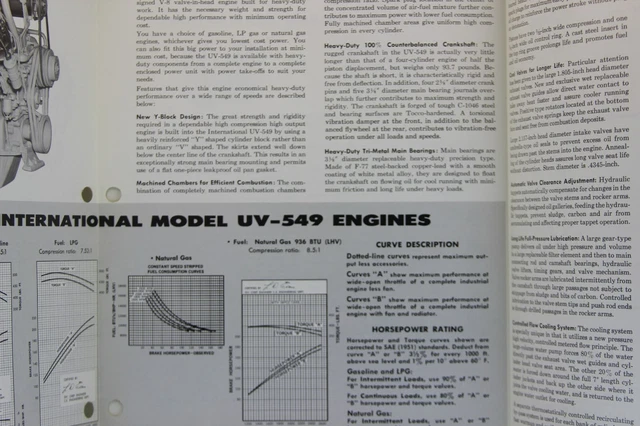 PROSPECTUS BROCHURE MOTEUR international UV-549 engine ih tracteur ...