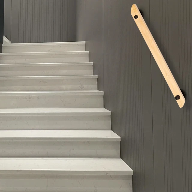 STAIR HANDRAIL SOLID Wood Staircase Grab Wall Rail Bannister Safe ...