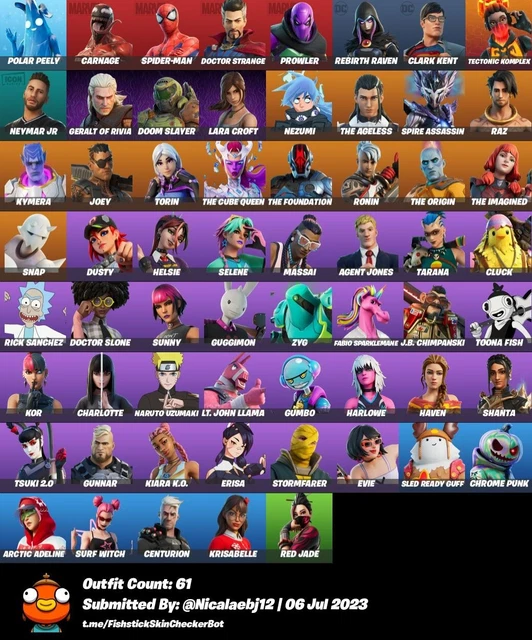 FN_OG_SKIN_NEYMARJR_RICK SANCHEZ_LARA CROFT_DOOM Slayer_Spider Man_VIA ...