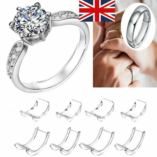8 SIZE SILICONE Invisible Ring Sizer Adjuster Resizer Ring Size Reducer ...