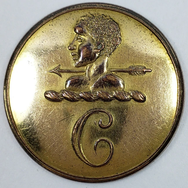ANTIQUE LIVERY BUTTON~ BLACK MAN / MOORS HEAD CREST + Letter C INITIAL ...