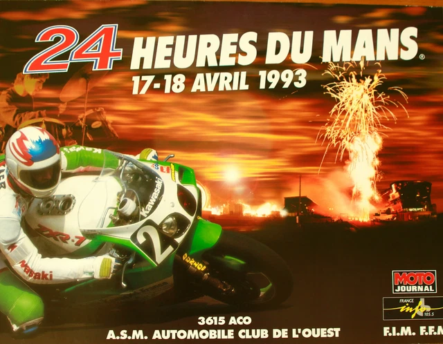 Affiche 24 Heures Du Mans Moto 1993 Eur 19 90 Picclick Fr
