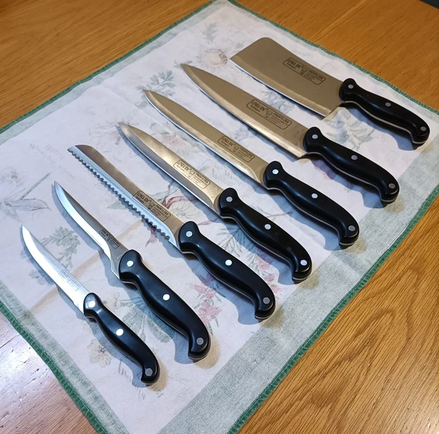 COLTELLERIA LINEA EM Solingen 6 coltelli + 1 mannaia MAI UTILIZZATI EUR ...