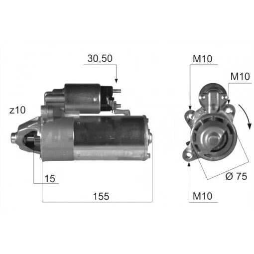 MOTEUR DE DÉMARRAGE EM244G 20-100-01051 4424968 4376943 2T14 11000 CC ...
