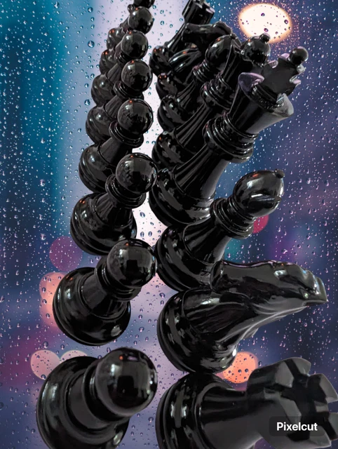 CHESS PIECE SET - Stunning Ice Black and Ultra White. Hi Gloss, No ...