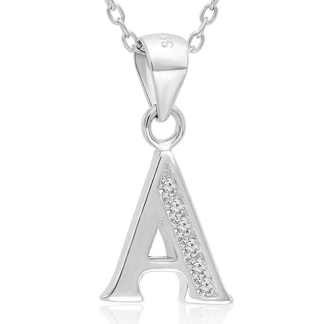 925 SOLID STERLING Silver Initial Letter Alphabet Pendant Charm ...