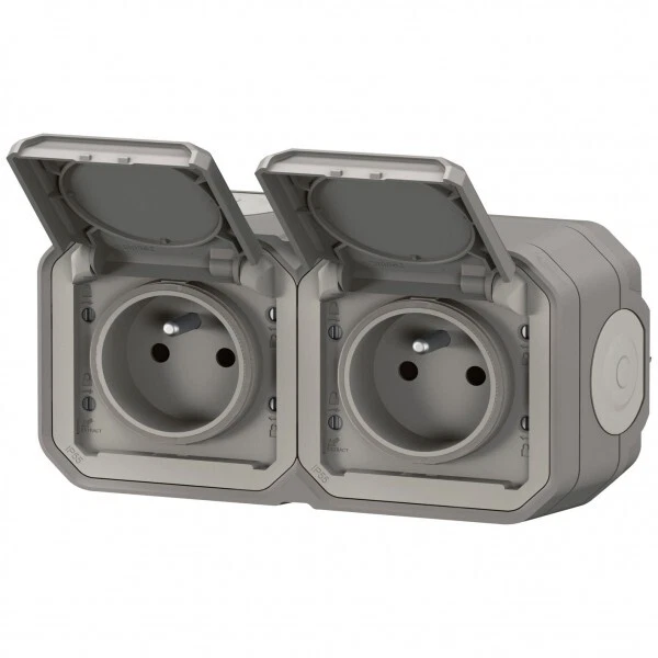 LEGRAND - PLEXO double prise 2p+t horizontal gris complet EUR 33,93 ...