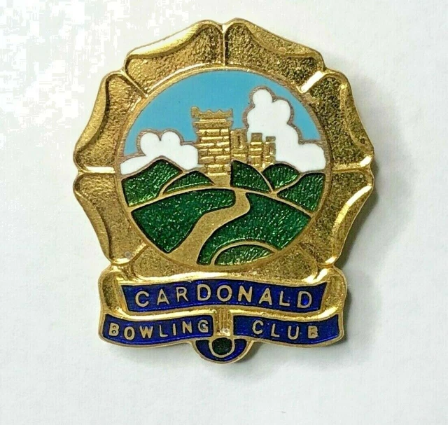 VINTAGE CARDONALD BOWLING Club Enamel Badge 33 x 27 mm H.w Miller ...