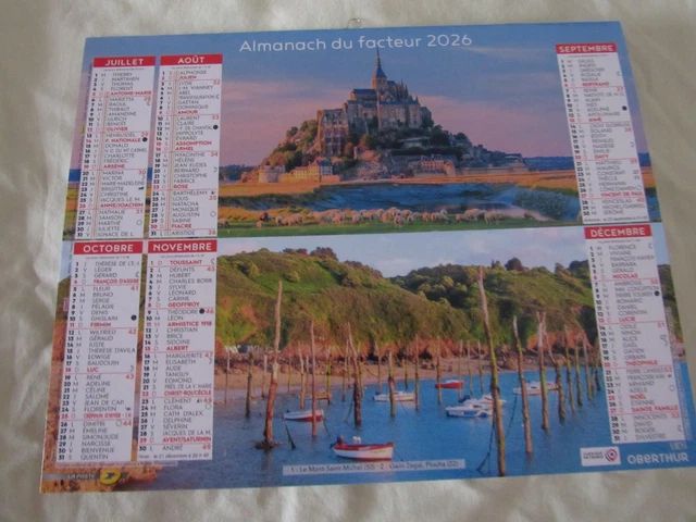ALMANACH DU FACTEUR / Calendrier La Poste 2026 " Bretagne/ Normandie ...