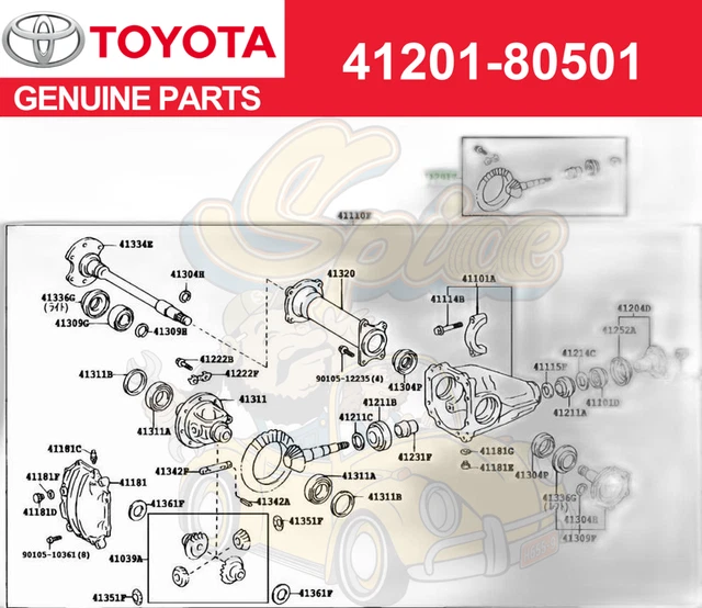 TOYOTA GENUINE 4RUNNER Final Gear Kit Différentiel Avant 1995-06 41201 ...