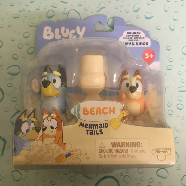 BLUEY BEACH DAY Mermaid Tails 2.5” Figure Collection With Bluey And ...