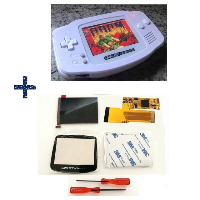 PURE WHITE V2 IPS Backlight Backlit LCD MOD For GBA Game Boy Advance ...