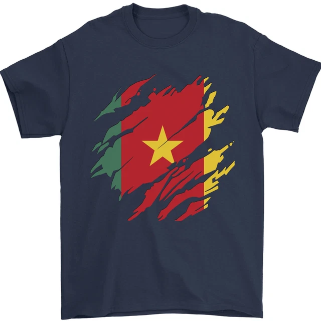 DRAPEAU DU CAMEROUN T-Shirt De Football Pour Hommes 100% Coton EUR 12 ...