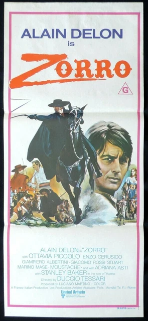 ZORRO ORIGINAL DAYBILL Movie Poster Alain Delon Ottavia Piccolo Stanley ...