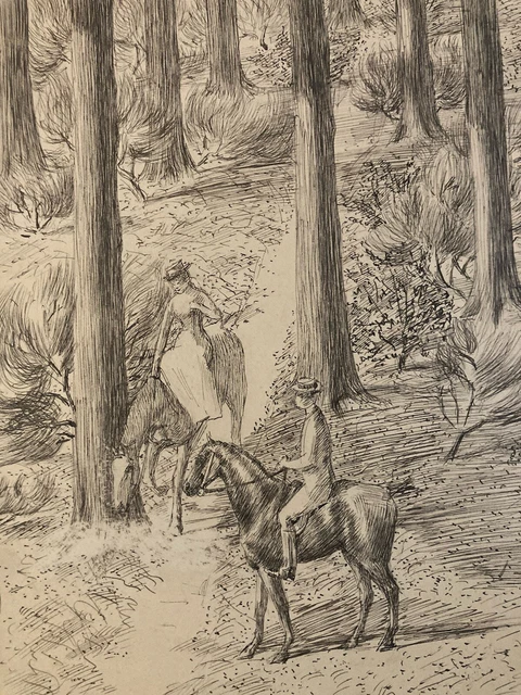 MOLTO BELLO DISEGNO Antico Inchiostro Cavallo Foresta Cavalli ...