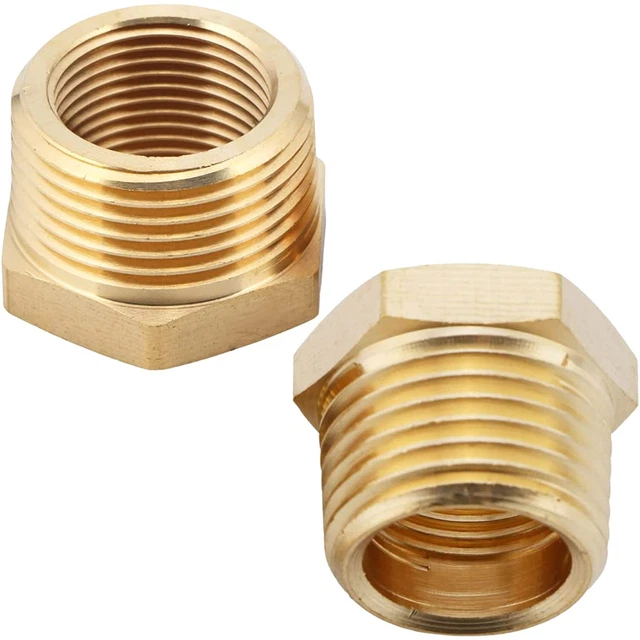 BRASS REDUCER HEX Bushing 1" NPT Male x 3/4" NPT Female Threaded ...