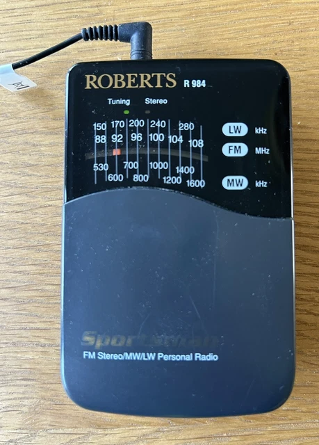 VINTAGE ROBERTS PERSONAL Radio, Model R984 Sportsman, FM/MW/LW with Ear Phones £20.47 - PicClick UK