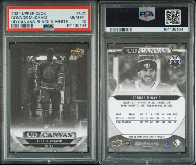 CONNOR MCDAVID CANVAS 2024-25 Upper Deck Hockey #C-29 Card PSA 10 BLACK ...