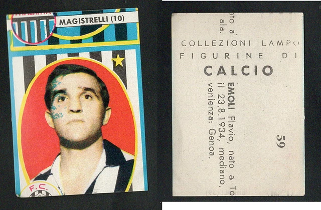 FIGURINA CALCIATORI LAMPO 1961-62 N.59 Emoli Flavio (Juventus) Nuova ...