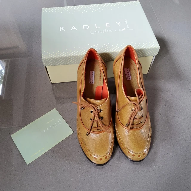 LADIES RADLEY HEELED tan leather brogue shoes size 40 £24.99 - PicClick UK