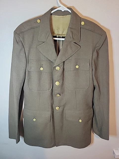 VINTAGE US ARMY Enlisted Uniform WW2 Dress Coat Wool Service Jacket 38R ...