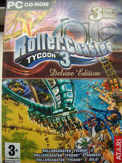 3 GAME BOXSET---ROLLER Coaster Tycoon 3--Theme Park Simulator---Pc Cd ...