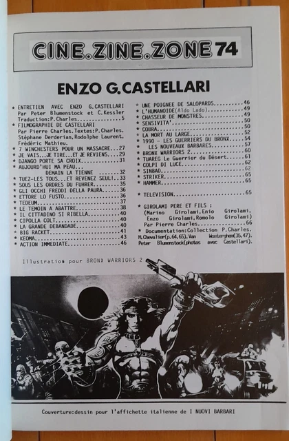 CINE ZINE ZONE Numéro 74 spécial Enzo G. CASTELLARI EUR 29,90 - PicClick FR