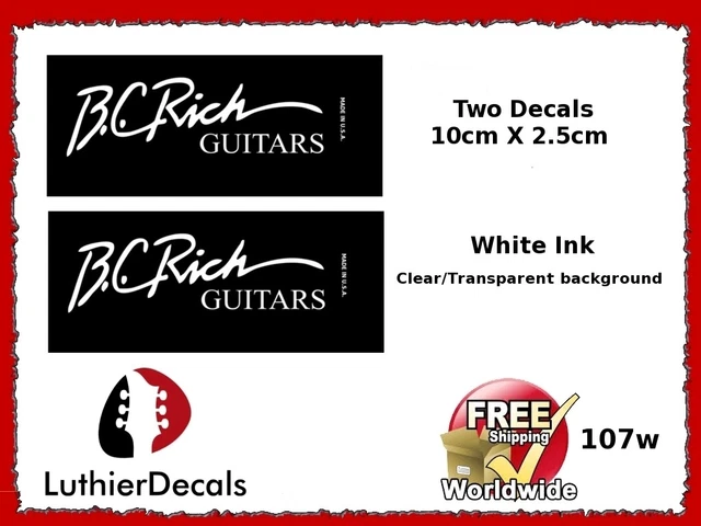 BC RICH GUITAR Decal Headstock Decal Restoration Waterslide Logo 107w ...