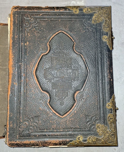 LARGE 1892 NATIONAL Comprehensive Family Bible(Maps/Illustrations ...