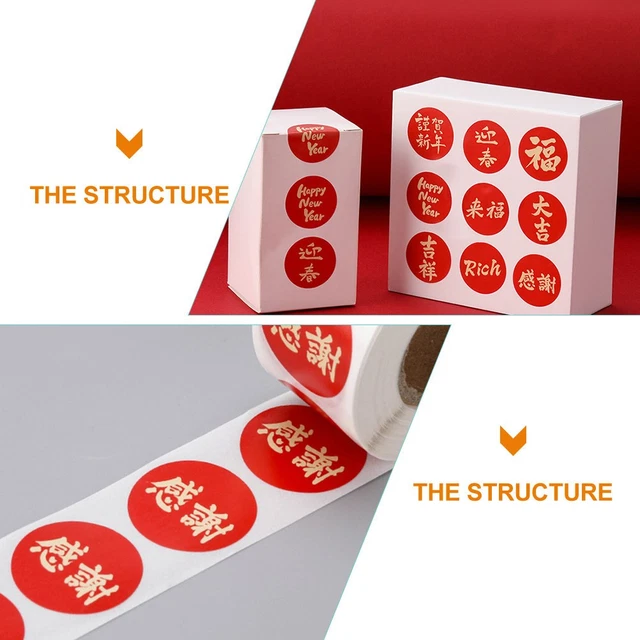 5 ROLLS DECORATIVE Seal Decals Chinese New Years Stickers Decoraions ...