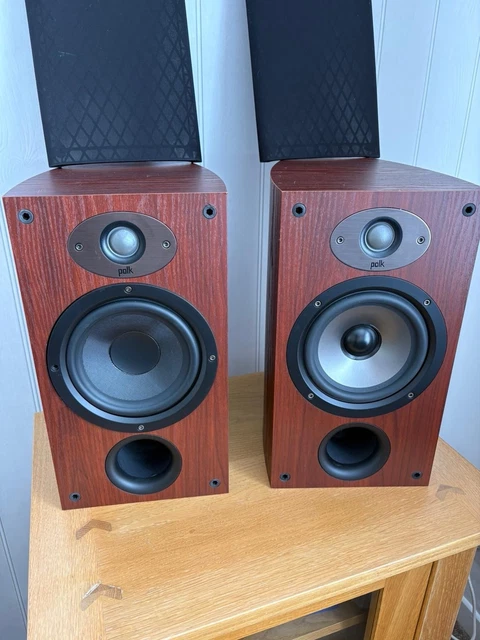 POLK AUDIO TSX220B Bookshelf Speakers - Cherry VGC 2 Way 125W 8 Ohms ...