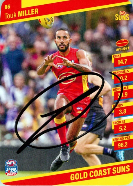 SIGNED 2024 GOLD Coast Suns AFL TeamCoach Card - Touk Miller $9.99 ...