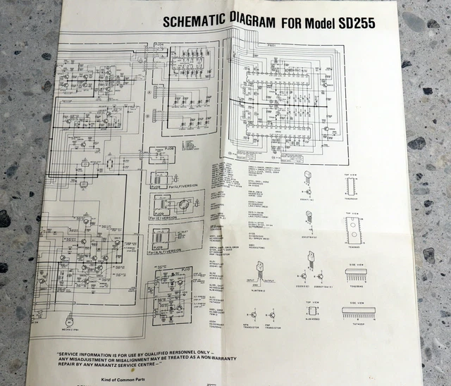 MARANTZ SD-255 CASSETTE deck original SERVICE schematic CIRCUIT DIAGRAM ...